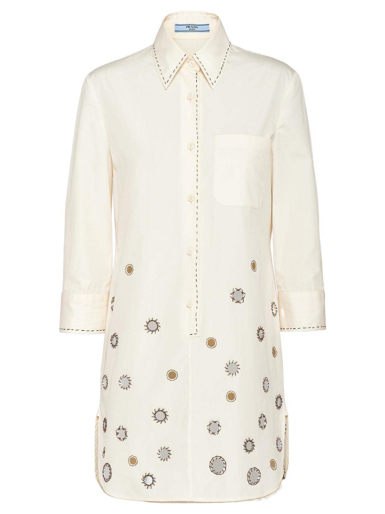 PRADA Prada Appliqué Detailed Button-Up Shirtdress